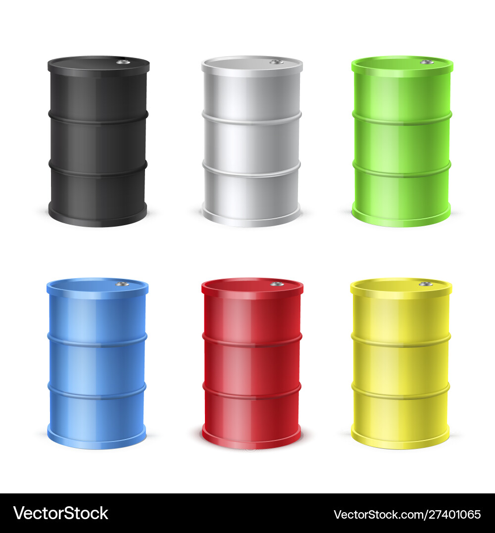 Steel barrels realistic colorful Royalty Free Vector Image