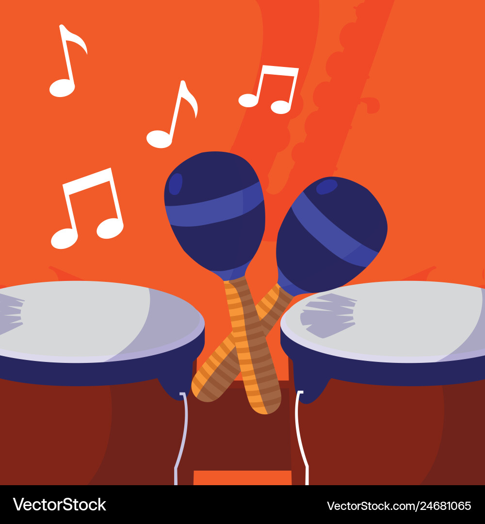 Timbal and maracas instruments musical Royalty Free Vector