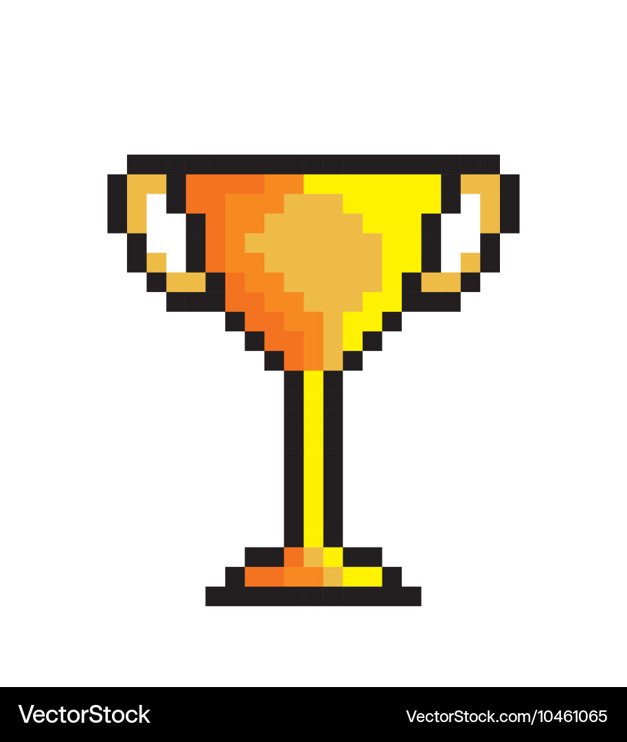 Trophy gold game pixel figure isolated icon Vector Image