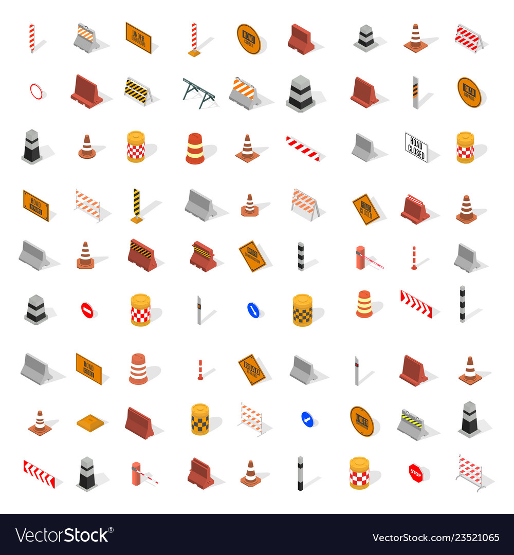 Under construction design elements in 3d Vector Image