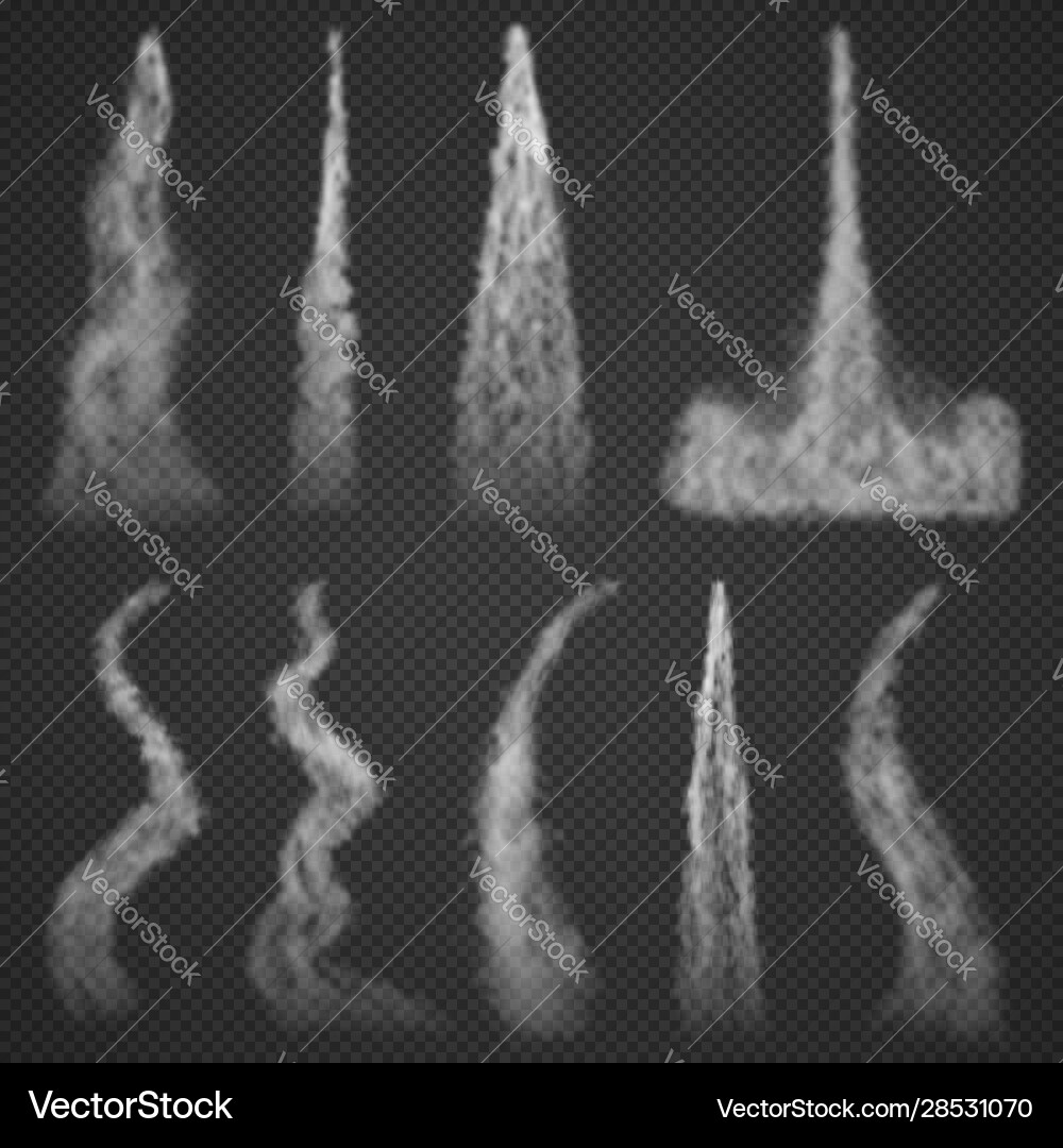 Airplane condensation trails smoke isolated Vector Image