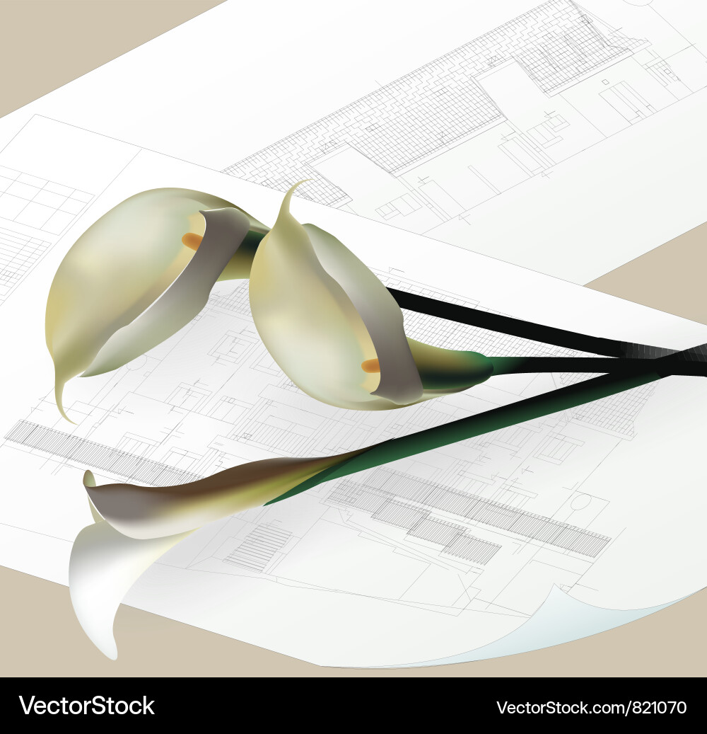 Architectural background with a flower Royalty Free Vector