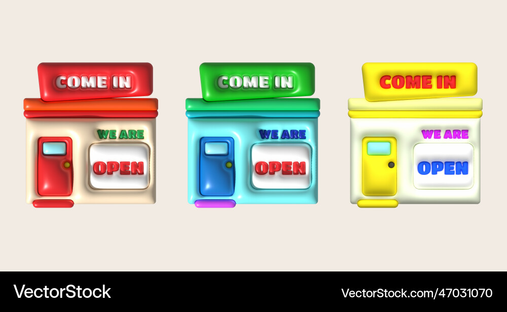 Business opening hours icon shop e-commerce 3d Vector Image