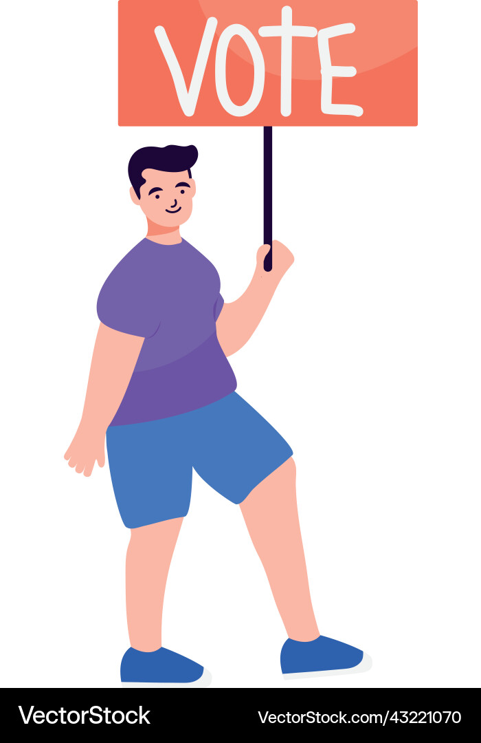 Cartoon man with placard Royalty Free Vector Image