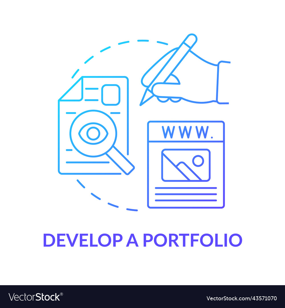Develop portfolio blue gradient concept icon Vector Image