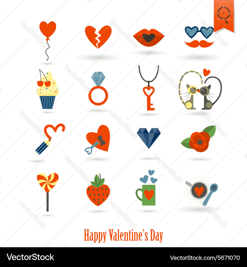 Happy valentines day icons Royalty Free Vector Image