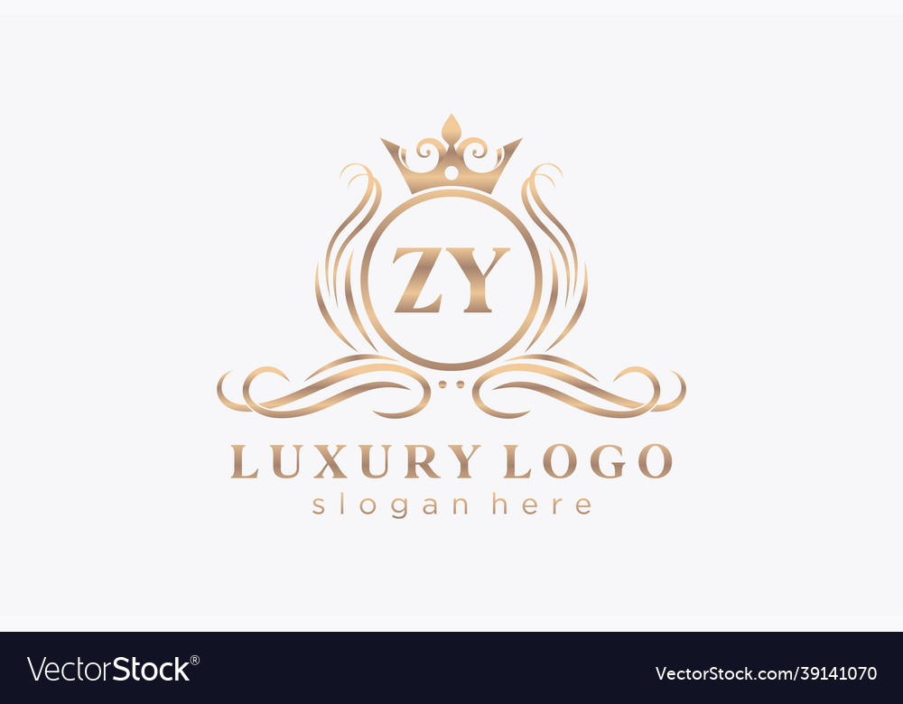 Initial zy letter royal luxury logo template Vector Image