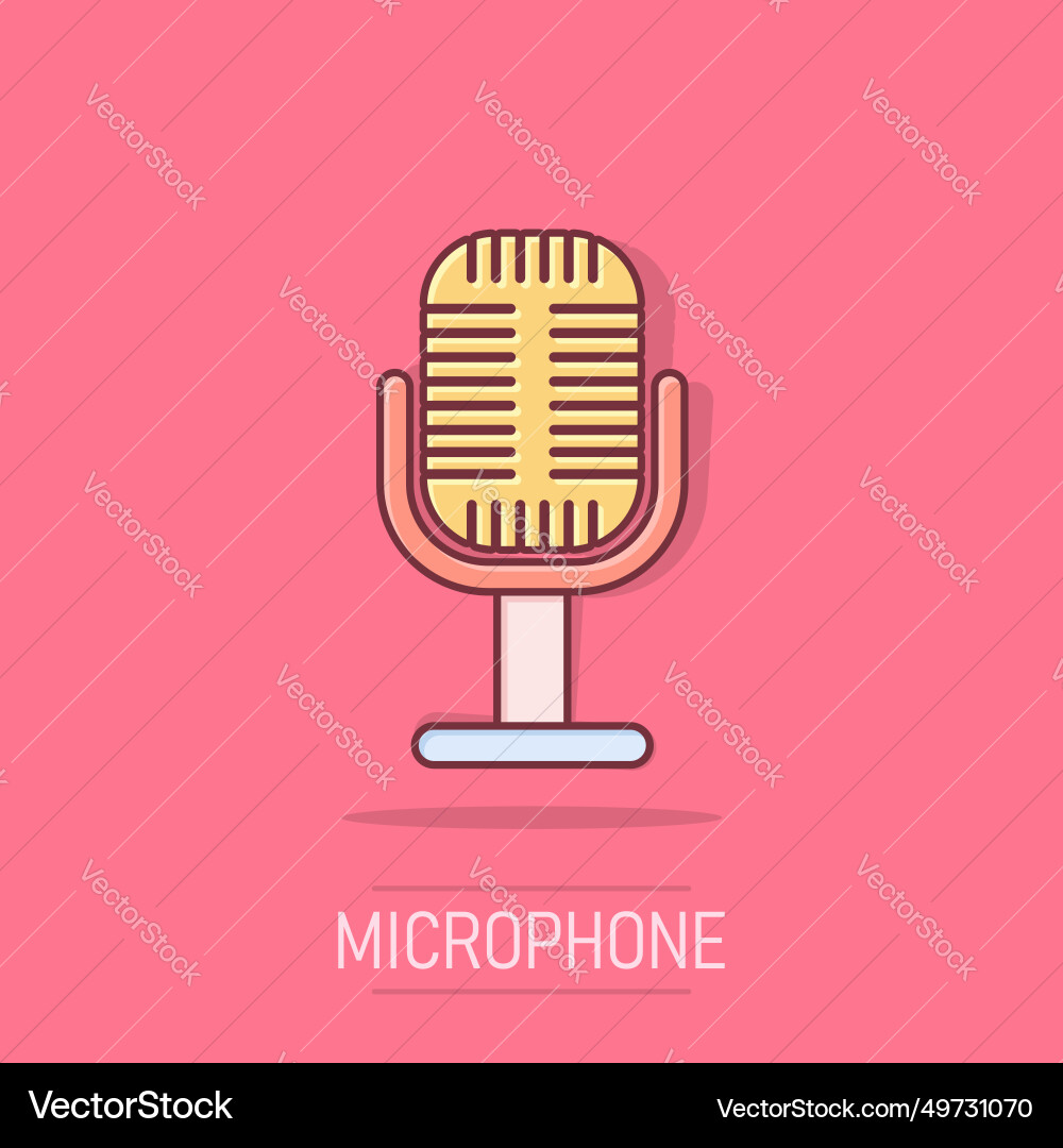Microphone icon in comic style mic broadcast Vector Image