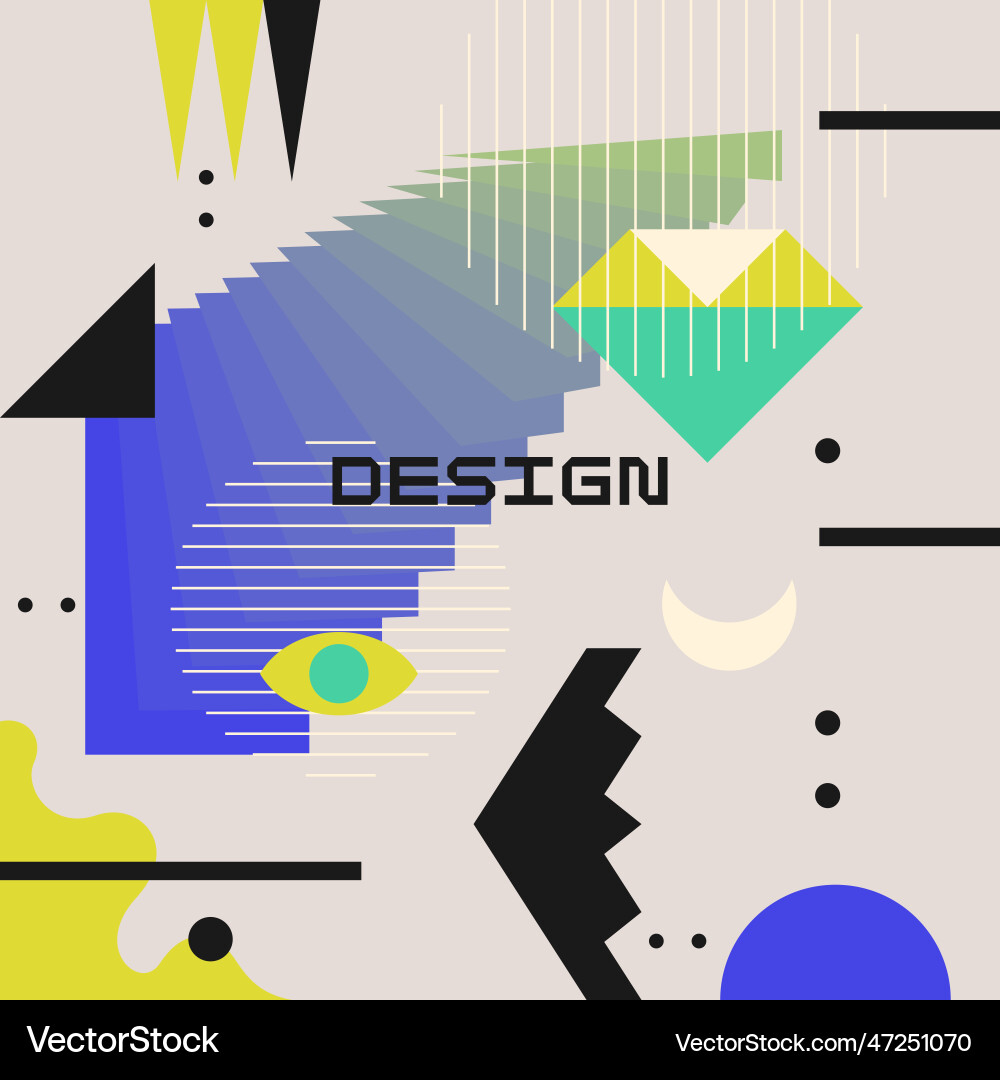 Modern geometric composition of various shapes Vector Image
