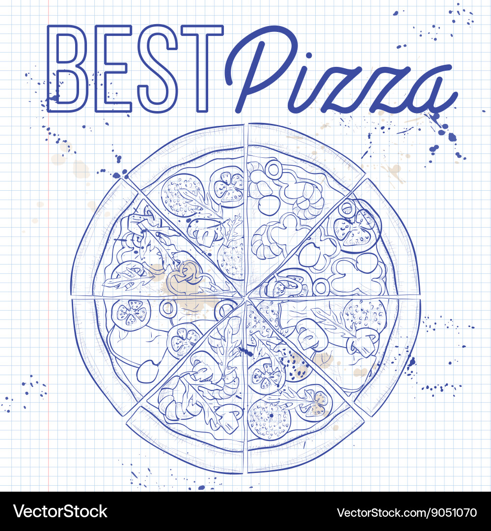 Pizza on a notebook page Royalty Free Vector Image