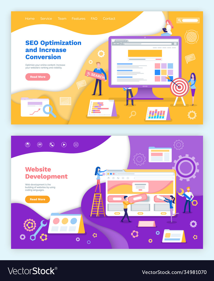 Seo optimization increase conversion website Vector Image