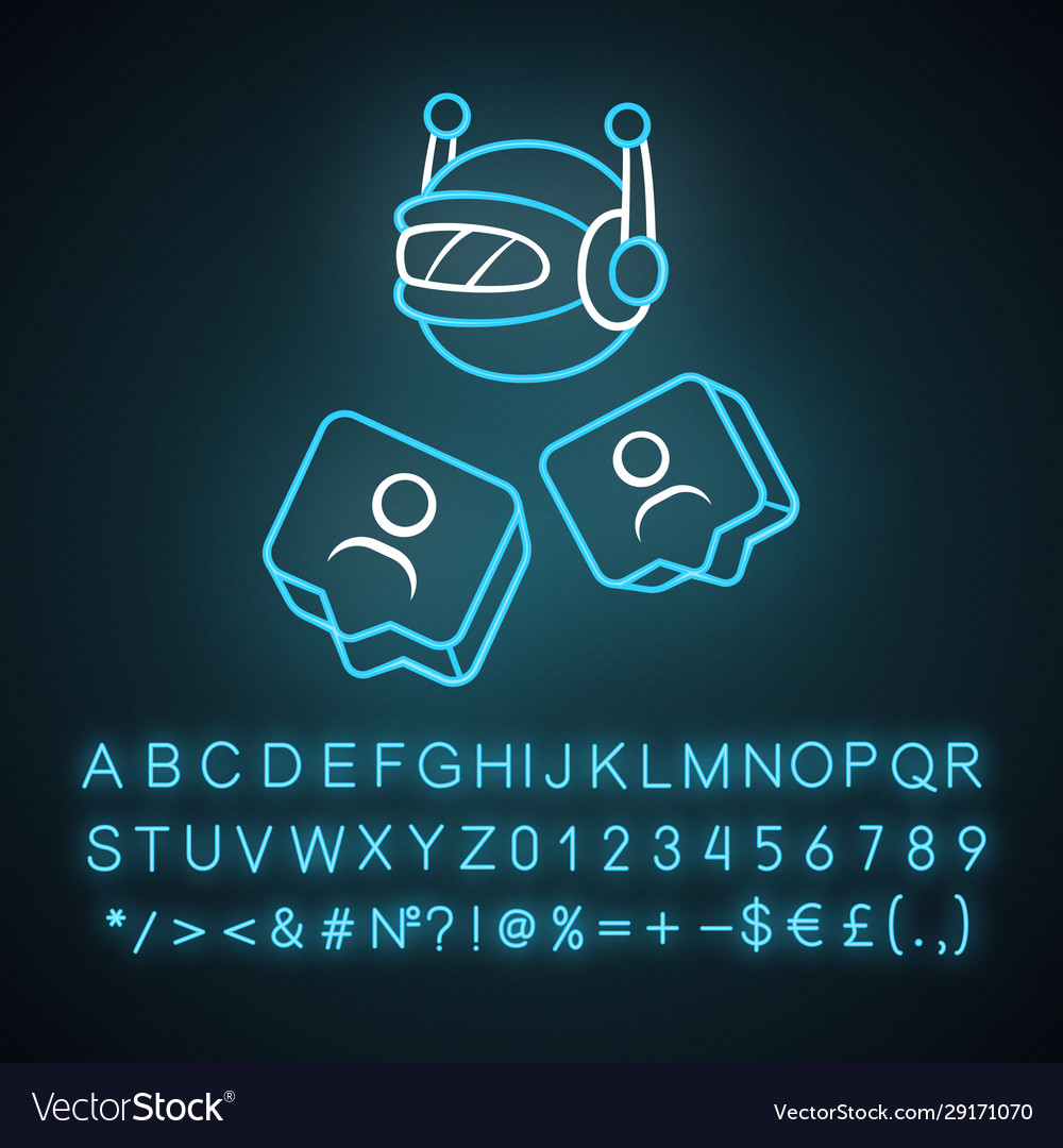 Social bot neon light icon socialbot chatbot smm Vector Image