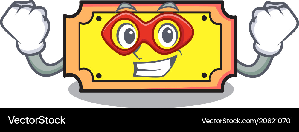 Super hero ticket character cartoon style Vector Image