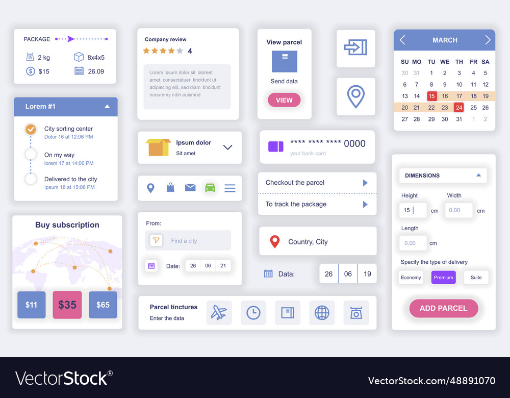 User interface elements set for delivery mobile Vector Image