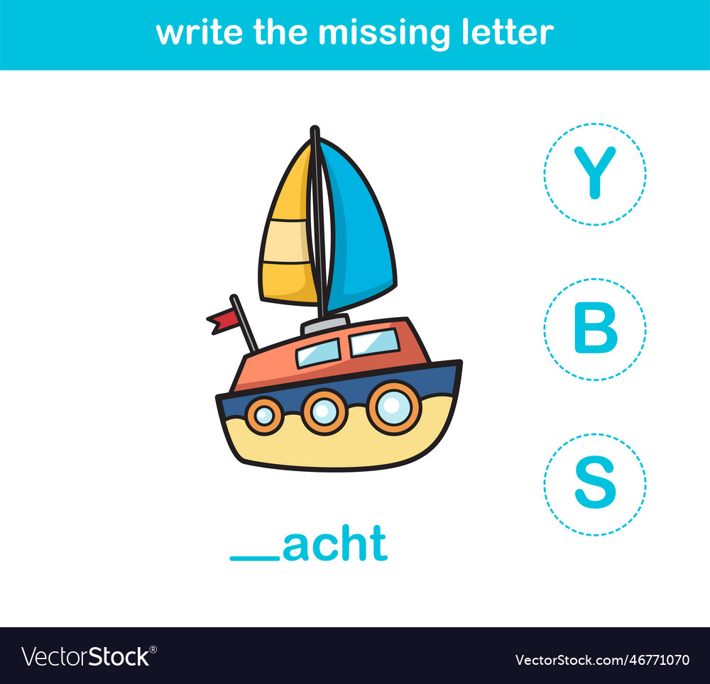 Write the missing letter Royalty Free Vector Image