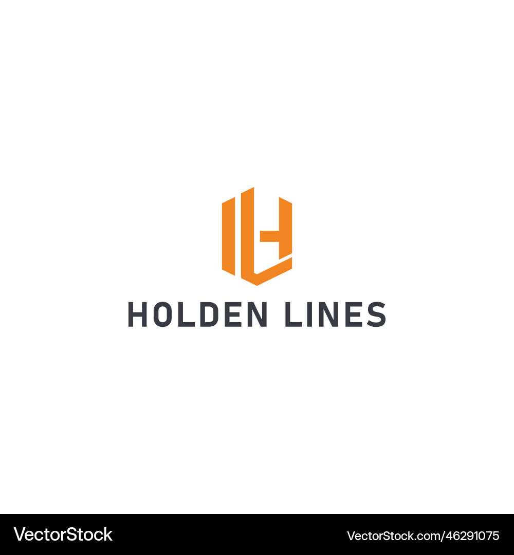 Abstract initial letter hl or lh logo in orange Vector Image