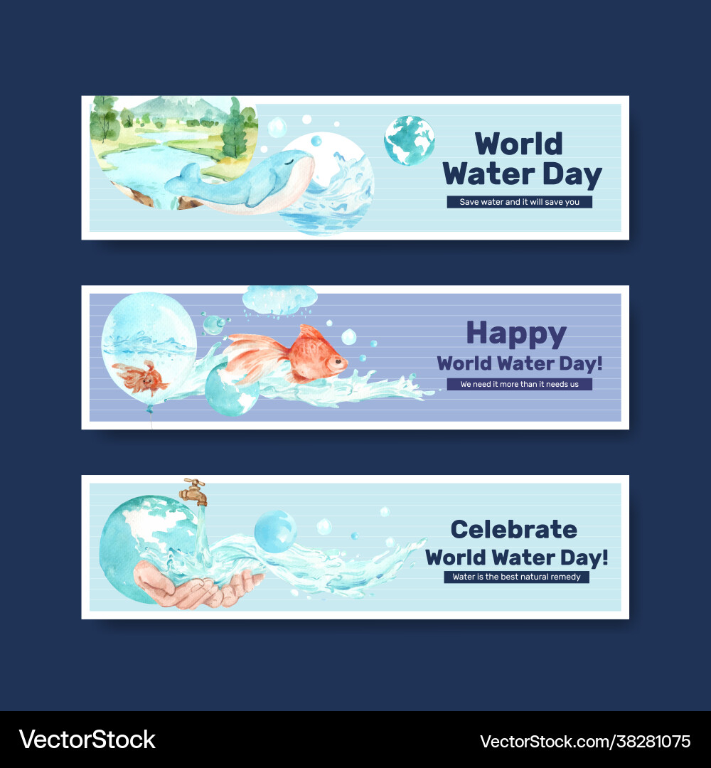 Banner template with world water day concept Vector Image