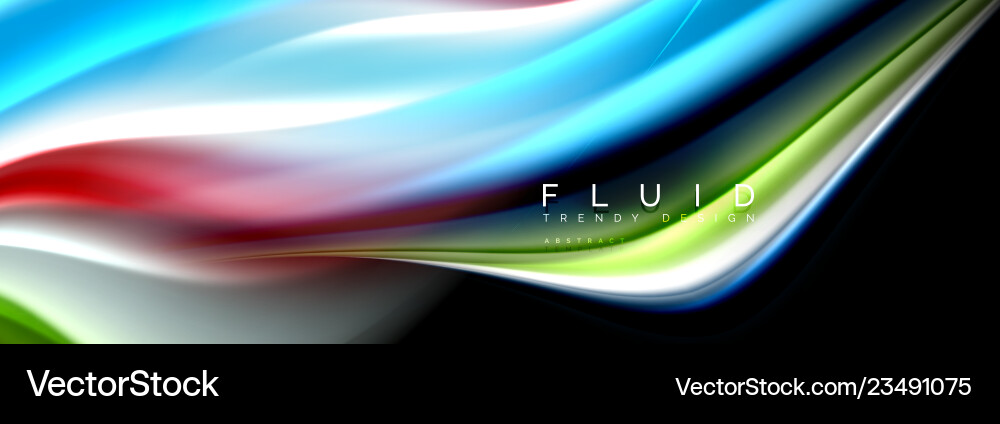 Bright colorful liquid fluid lines on black Vector Image