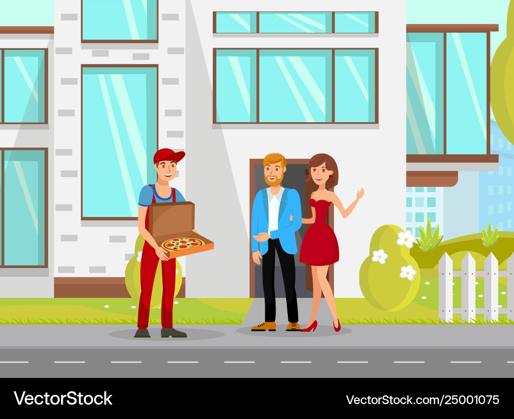 Food delivery flat cartoon Royalty Free Vector Image