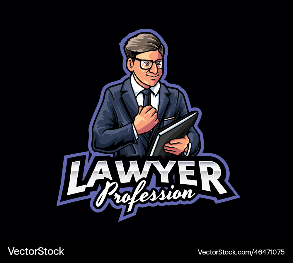 Lawyer mascot logo design Royalty Free Vector Image