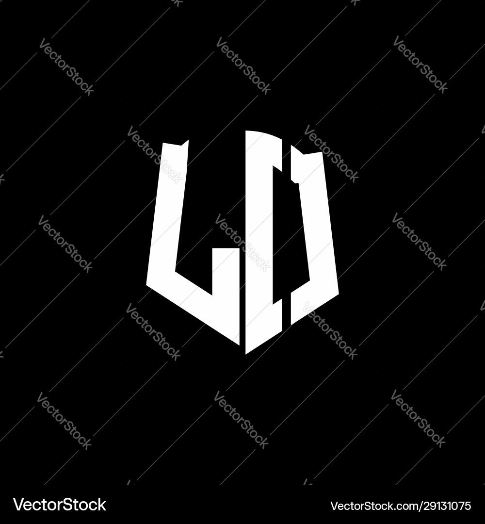 Lo monogram letter logo ribbon with shield style Vector Image
