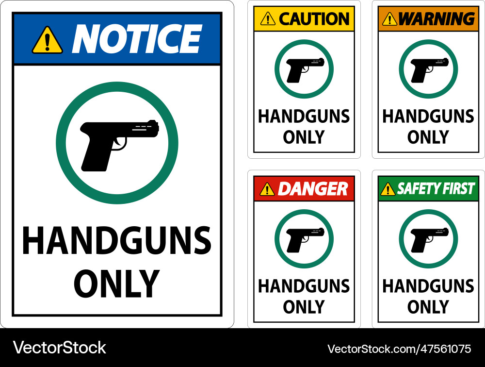Notice firearms allowed sign handguns only Vector Image