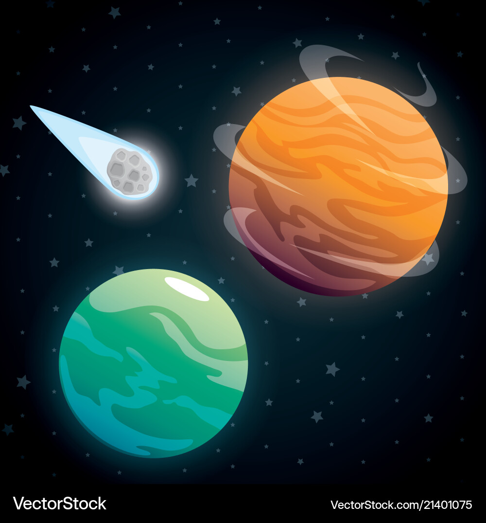 Planets of the solar system scene Royalty Free Vector Image