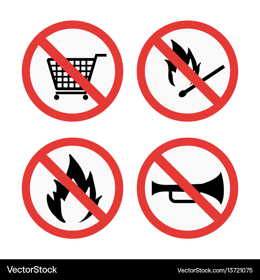 Prohibition signs set safety information Vector Image