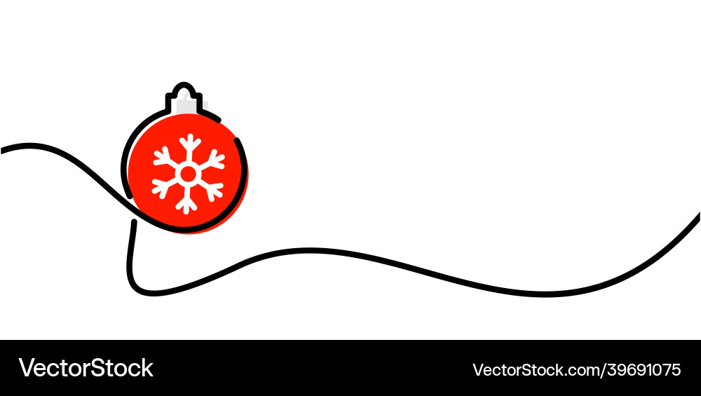 Single line drawn christmas ball outline Vector Image