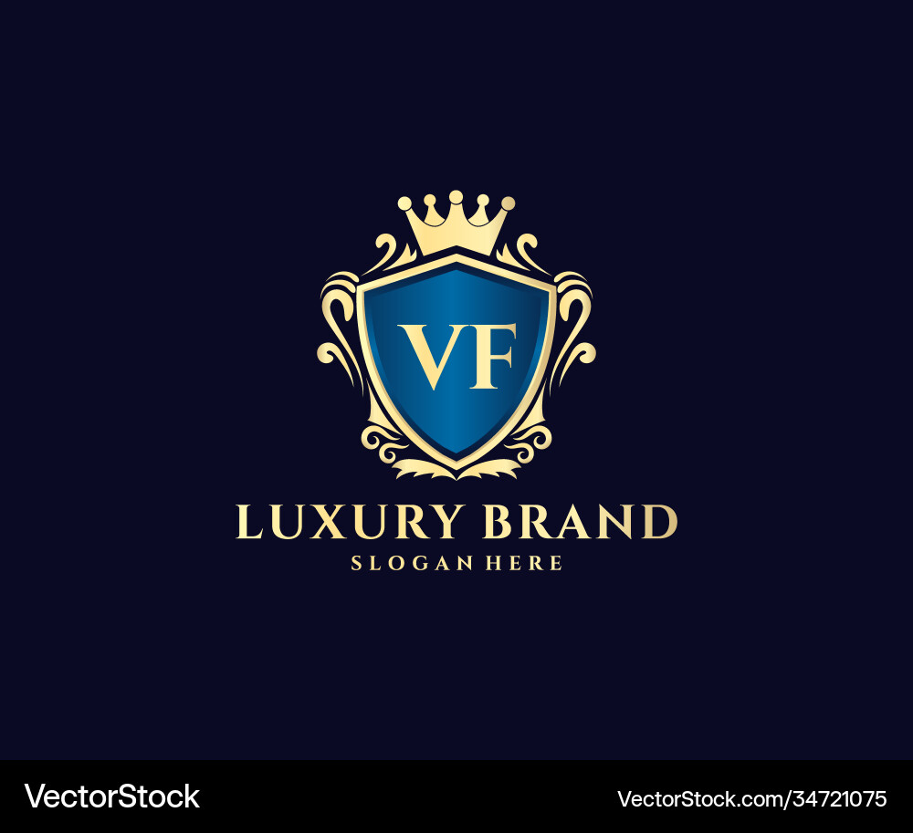 Vf initial letter gold calligraphic feminine Vector Image