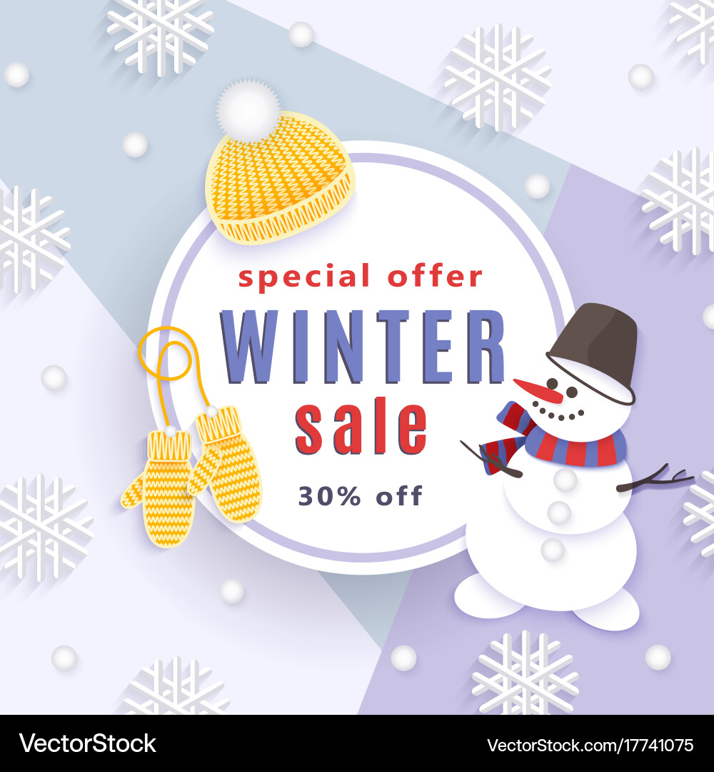Winter sale poster template Royalty Free Vector Image
