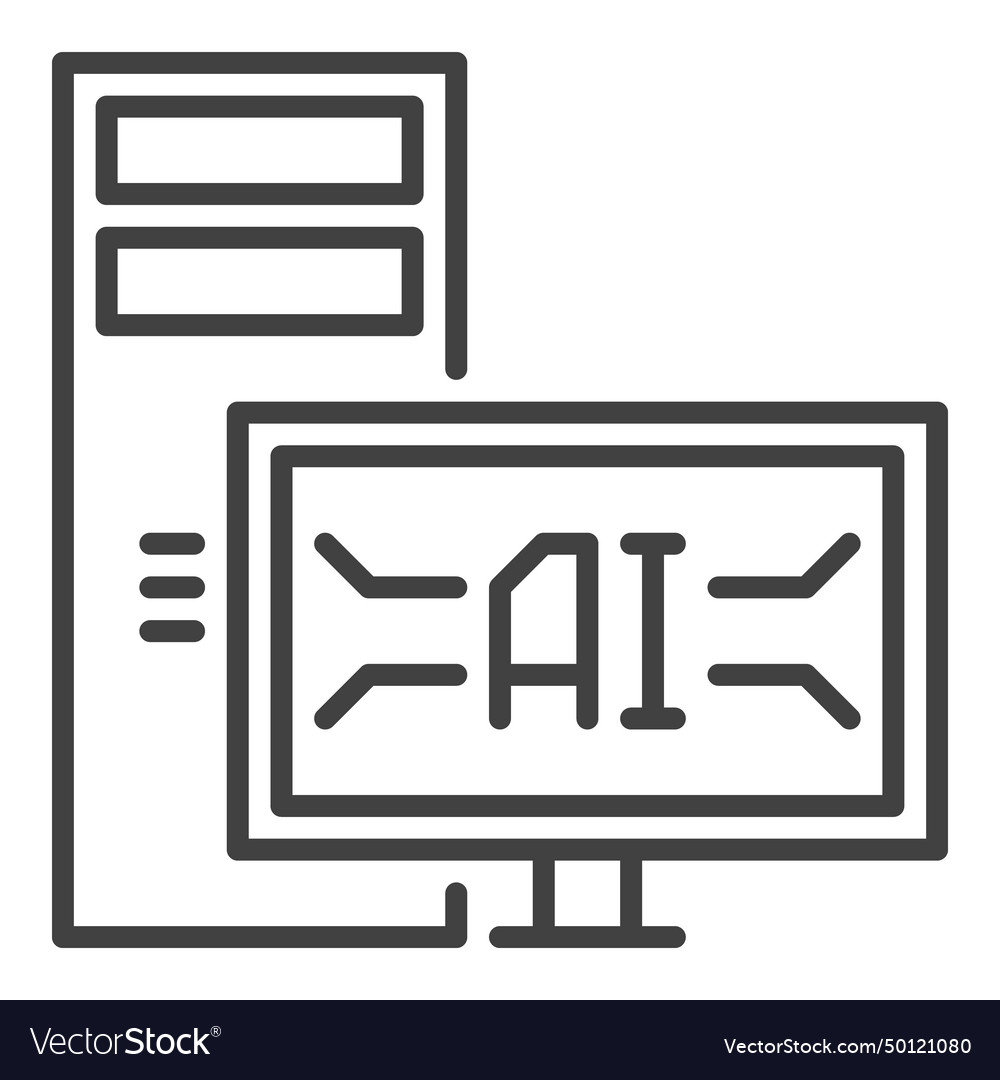 Artificial intelligence desktop computer ai icon Vector Image