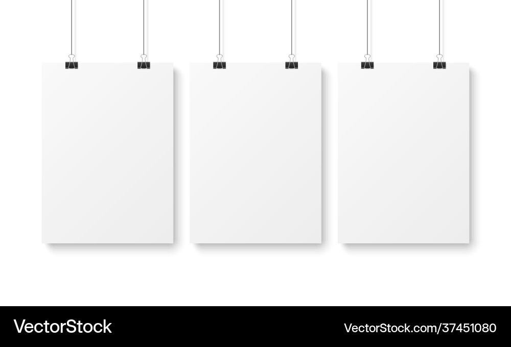 Blank poster template white advertising hanging Vector Image