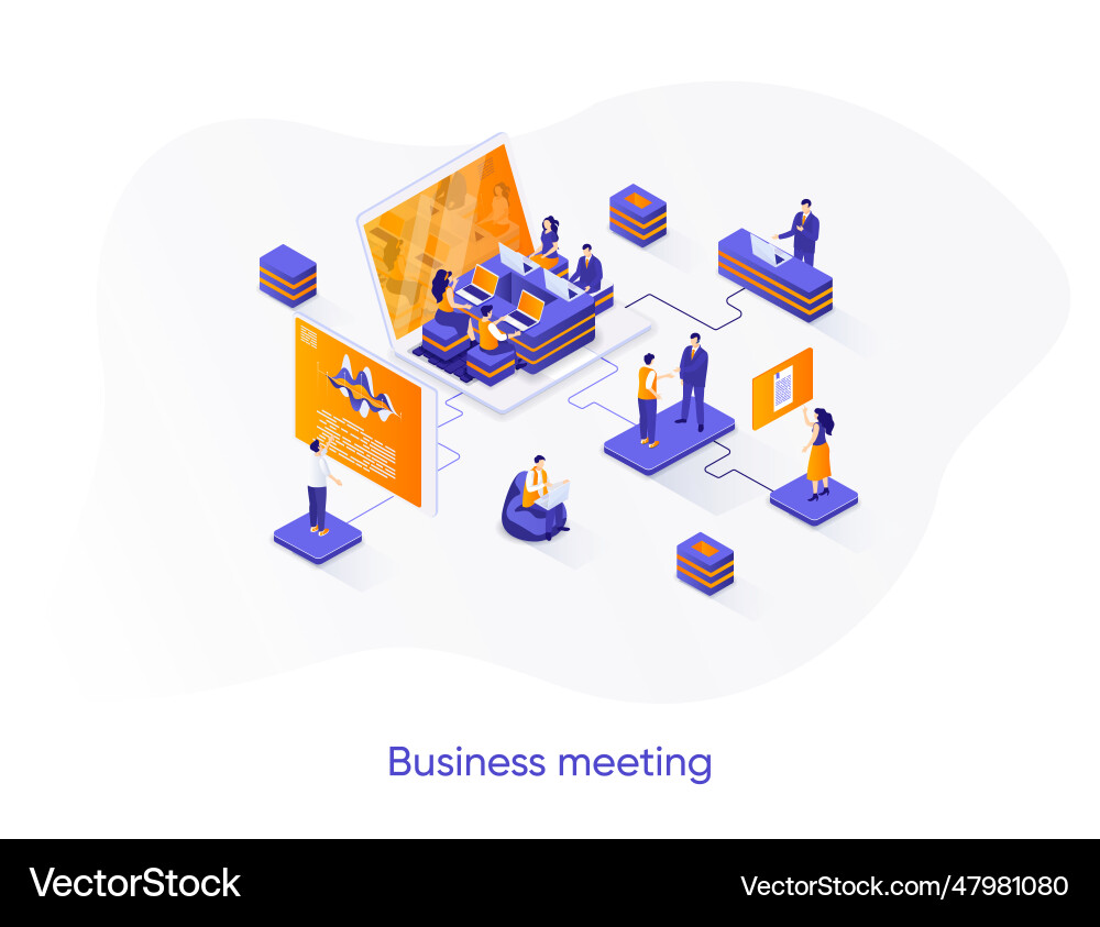 Business meeting isometric web banner teamwork Vector Image