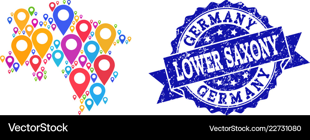 Collage map of lower saxony state with map Vector Image