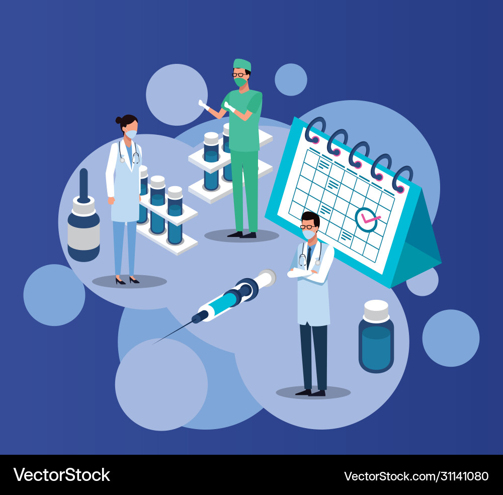 Doctors staff with laboratory equipment Royalty Free Vector