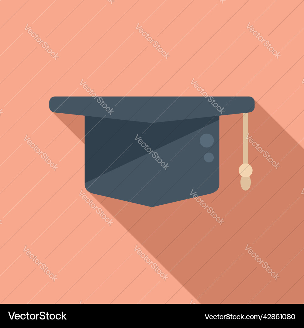 Graduation hat icon flat diploma Royalty Free Vector Image