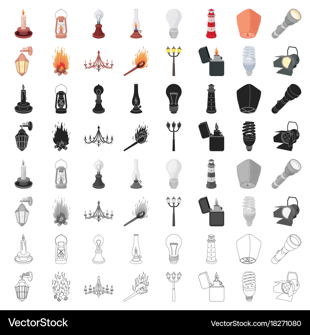 Light source set icons in cartoon style big Vector Image