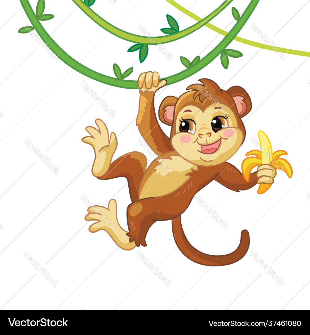 Little monkey cute cartoon character Royalty Free Vector