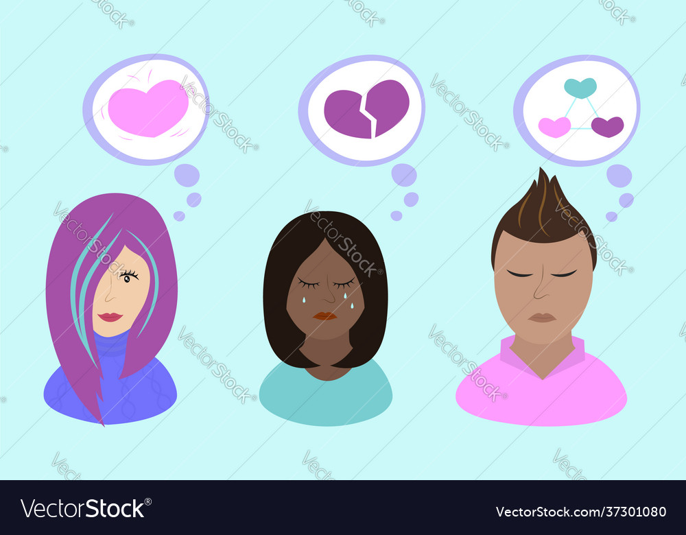 Love triangle Royalty Free Vector Image - VectorStock