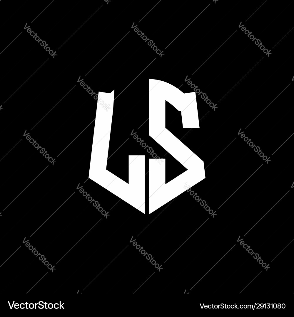 Ls monogram letter logo ribbon with shield style Vector Image