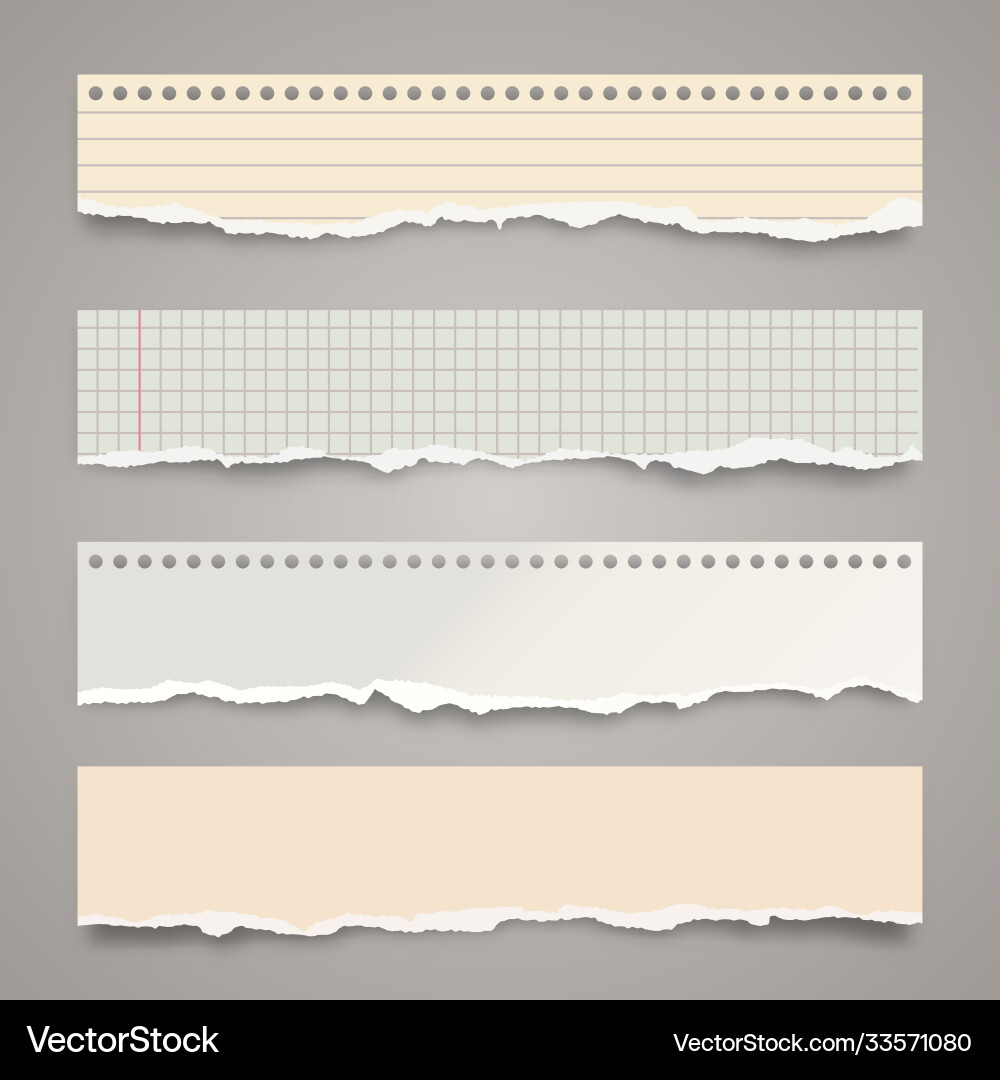 Ripped colored paper strips realistic crumpled Vector Image