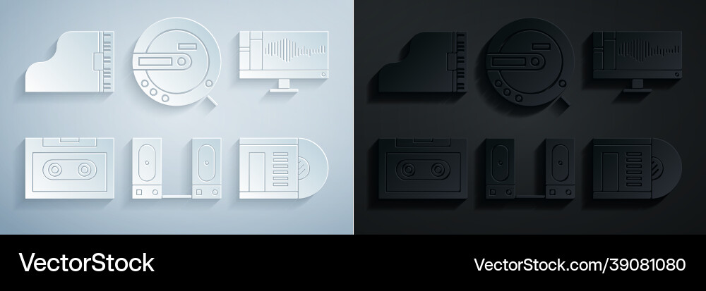 Set stereo speaker sound or audio recorder Vector Image