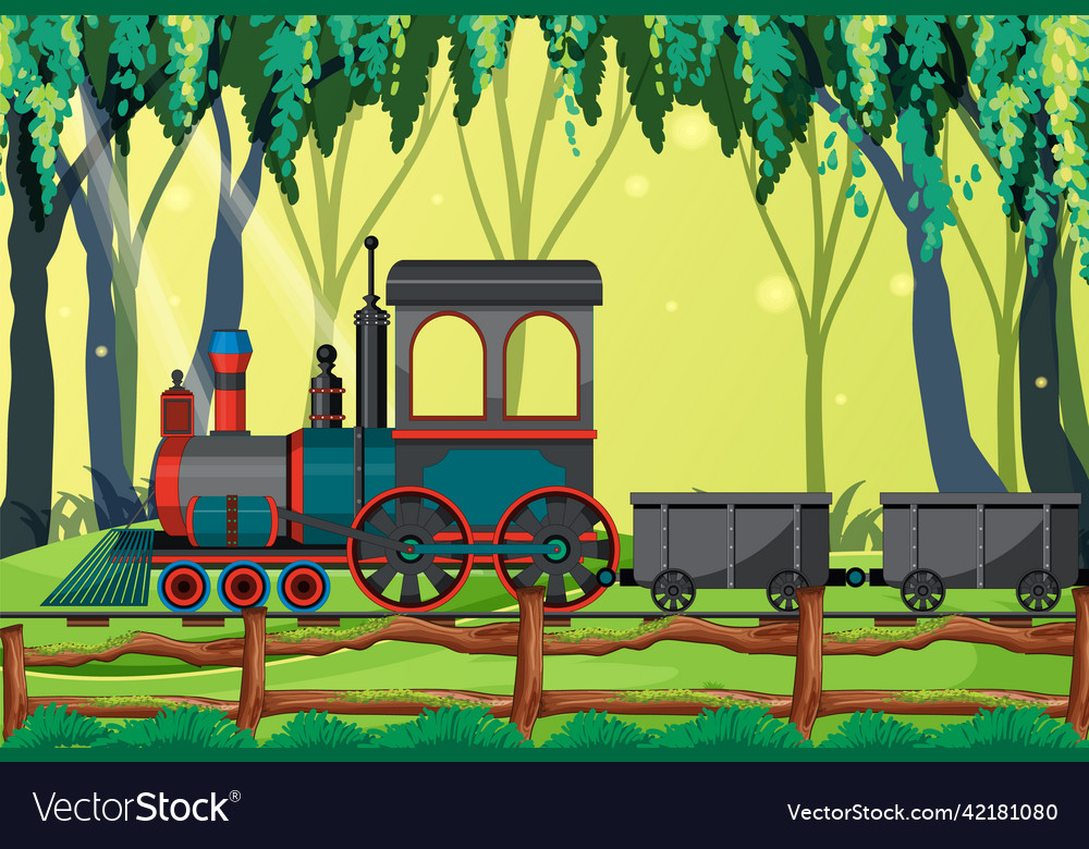 Train with natural scene Royalty Free Vector Image