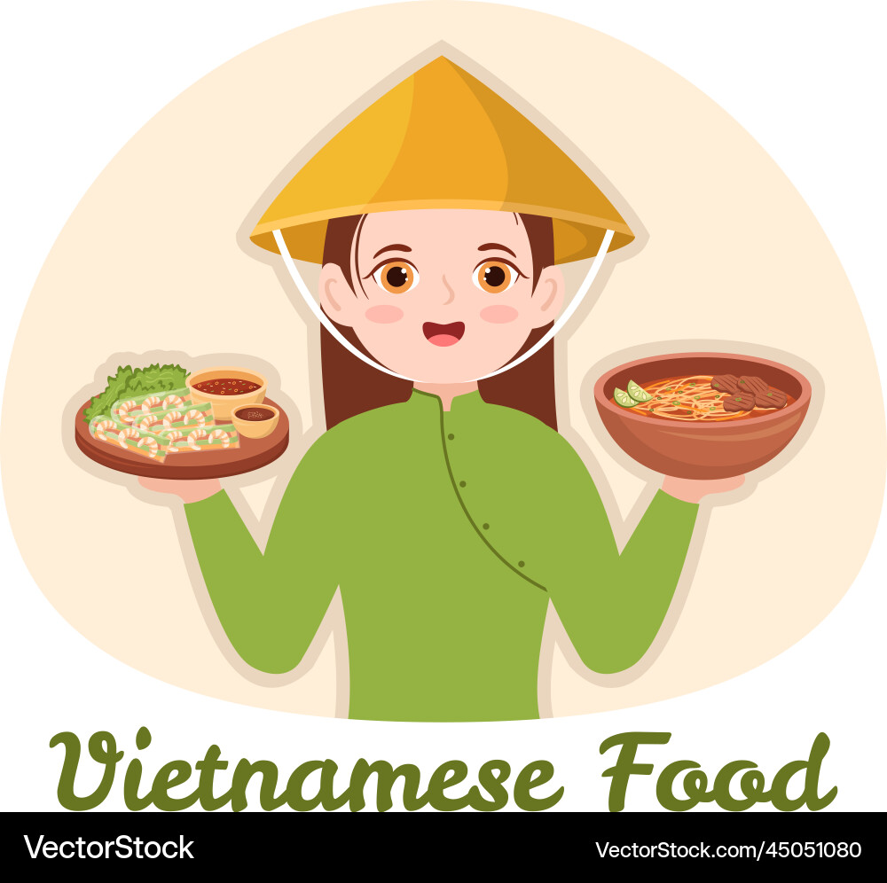Vietnamese food restaurant menu with collection Vector Image