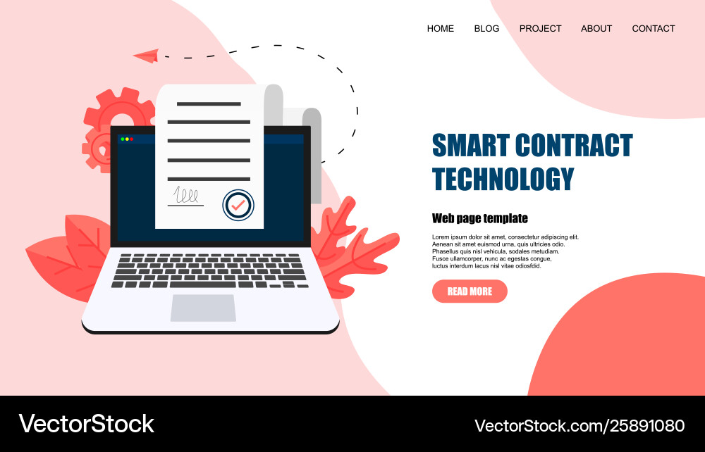 Web template online electronic smart contract Vector Image