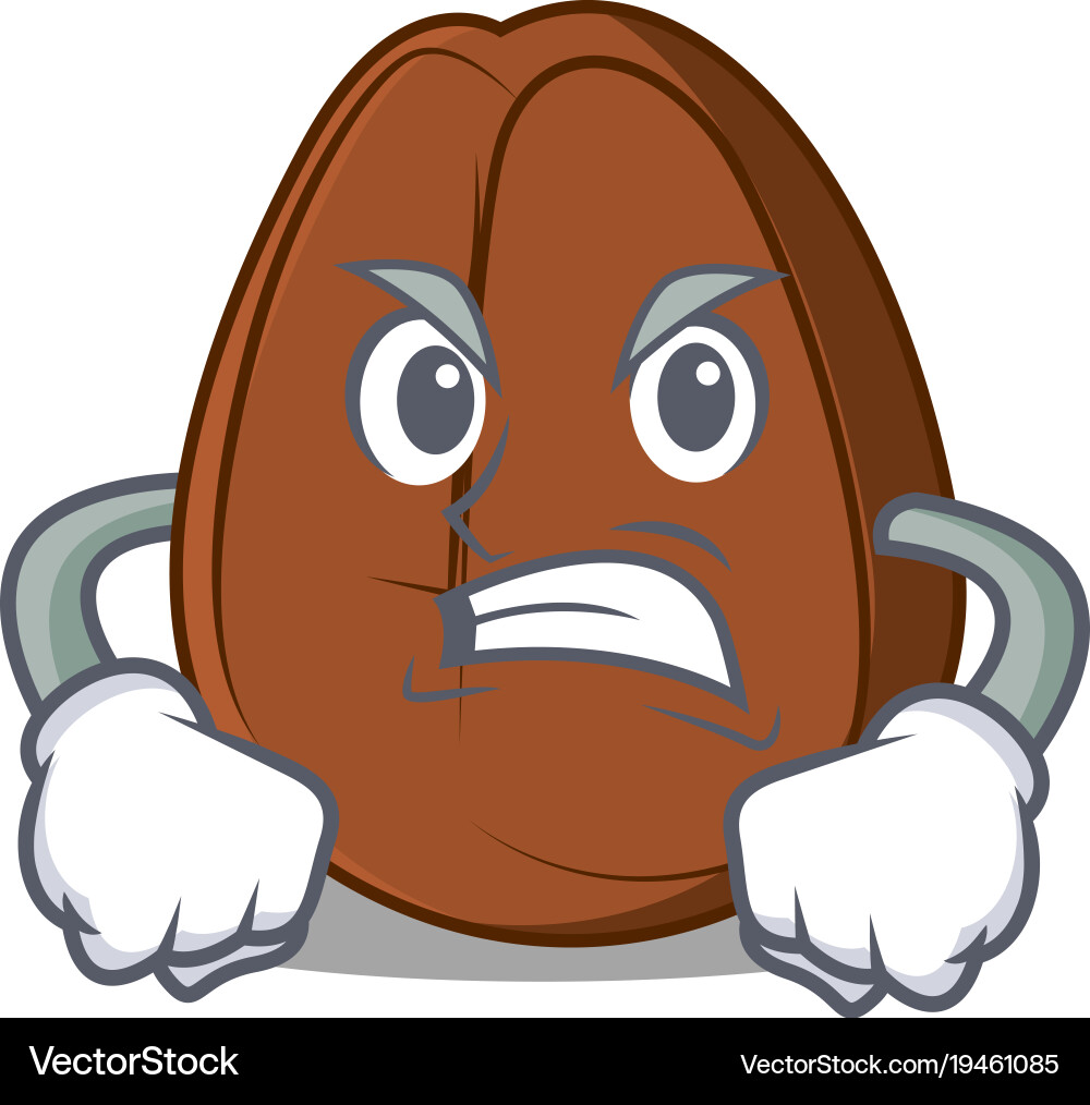 Angry coffee bean mascot cartoon Royalty Free Vector Image