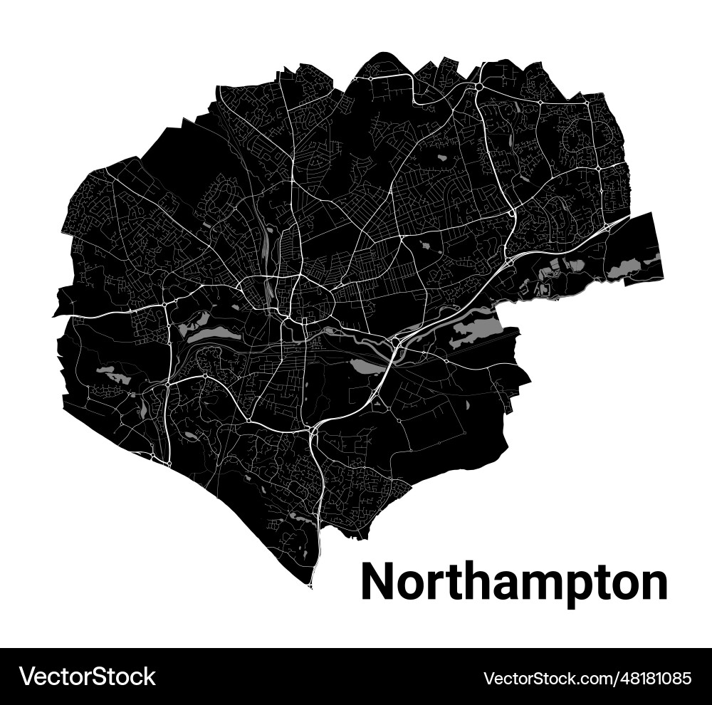 Black northampton city map administrative area Vector Image