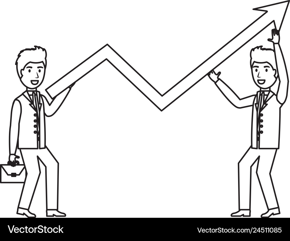 Business people with arrow Royalty Free Vector Image