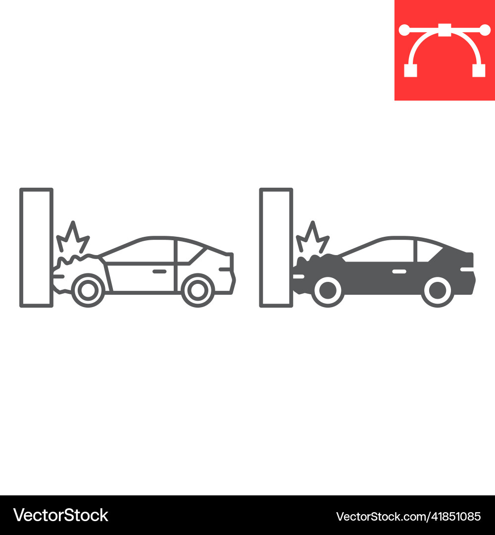 Car crash line and glyph icon Royalty Free Vector Image